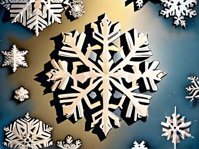 Painted Background with 3D Snowflakes and Shadows Stock Illustration ...
