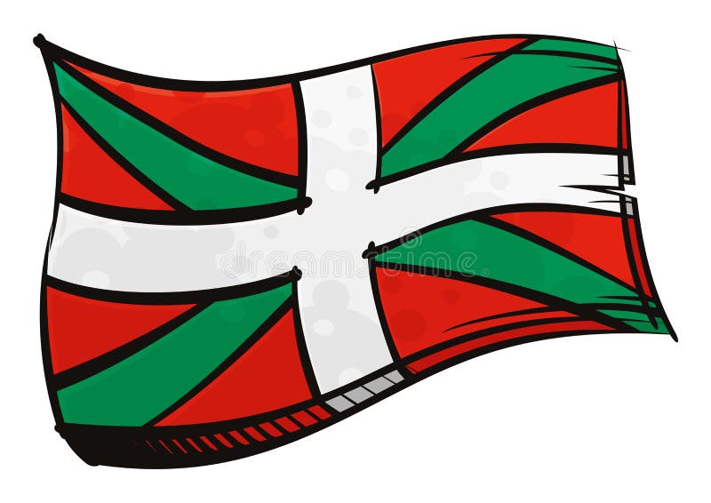 Painted Basque Country Flag Waving in Wind Stock Vector - Illustration ...