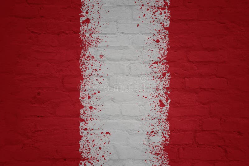 Painted Big National Flag of Peru on a Massive Old Brick Wall Stock ...