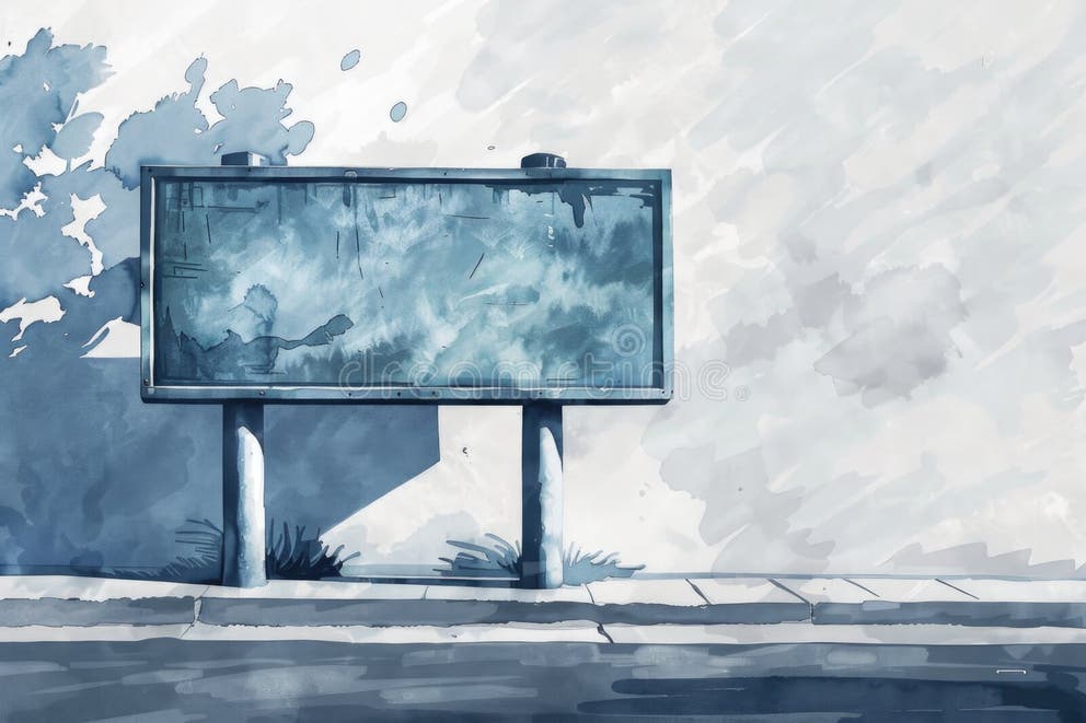 A Painted Billboard Advertisement on the Side of a Road, Simple and ...