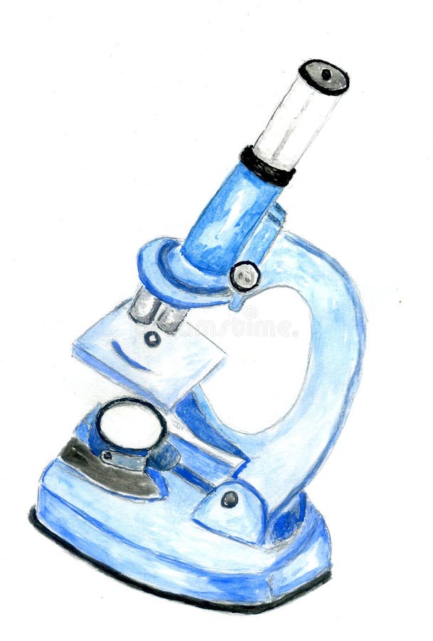 Painted blue microscope stock illustration. Illustration of chemistry ...