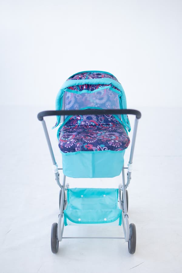 Painted Blue Stroller for Dolls Stock Image - Image of birth, driving ...