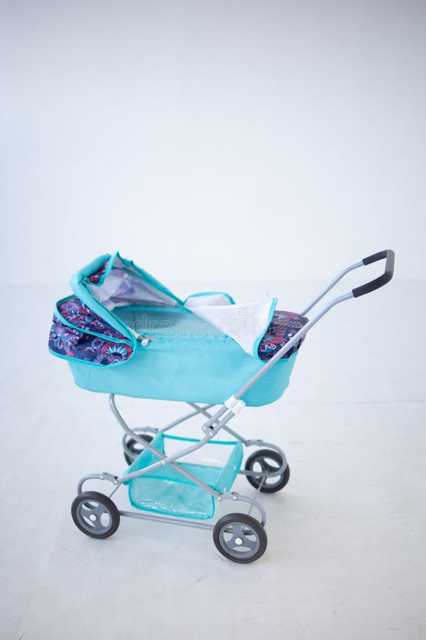 Painted Blue Stroller for Dolls Stock Image - Image of naive, buggy ...
