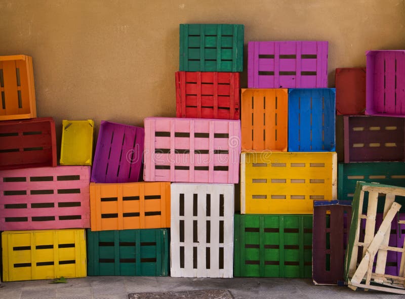 Painted boxes stock image. Image of boxes, wall, paint - 113238677