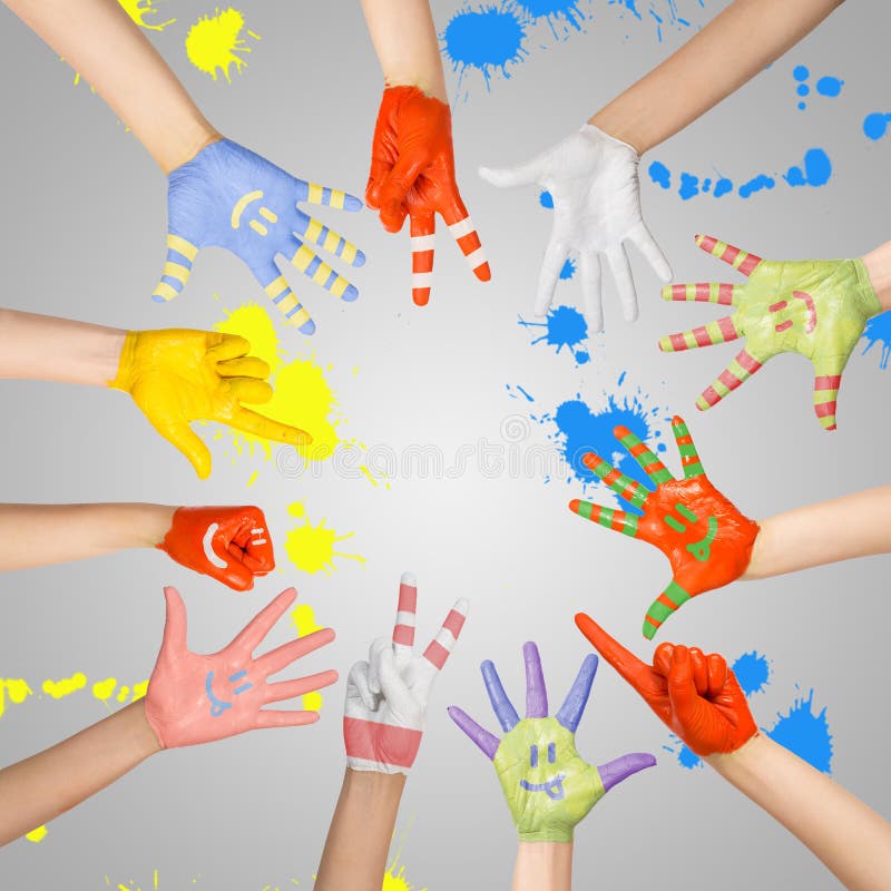 Painted children s hands stock image. Image of imagination - 33522625