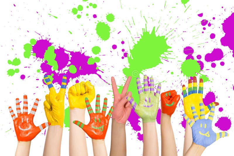 Painted children s hands stock photo. Image of color - 33817746