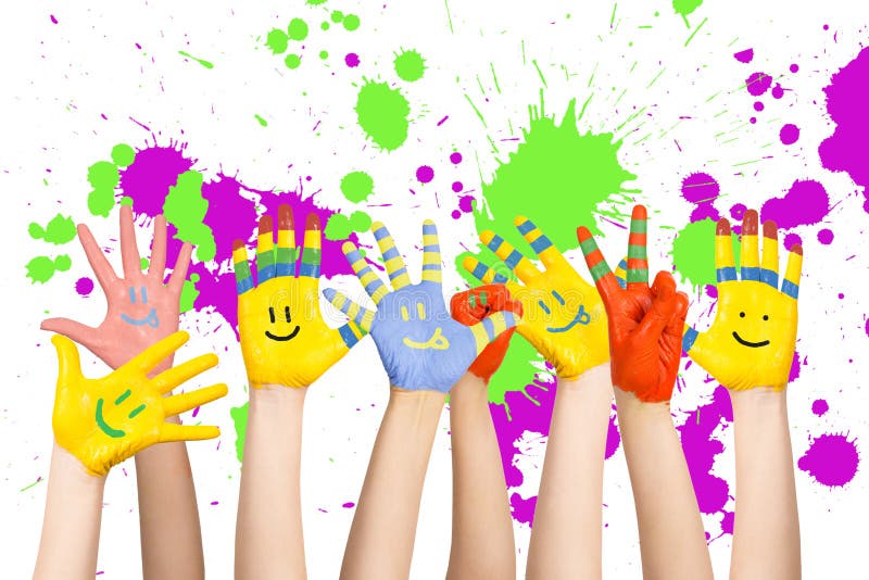 Painted children's hands stock photo. Image of green - 33522716