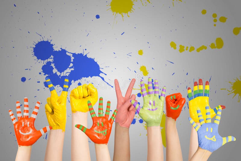 Painted children s hands stock image. Image of craft - 34167311