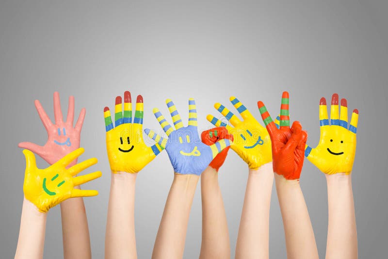 Painted children s hands stock photo. Image of childhood - 34167386