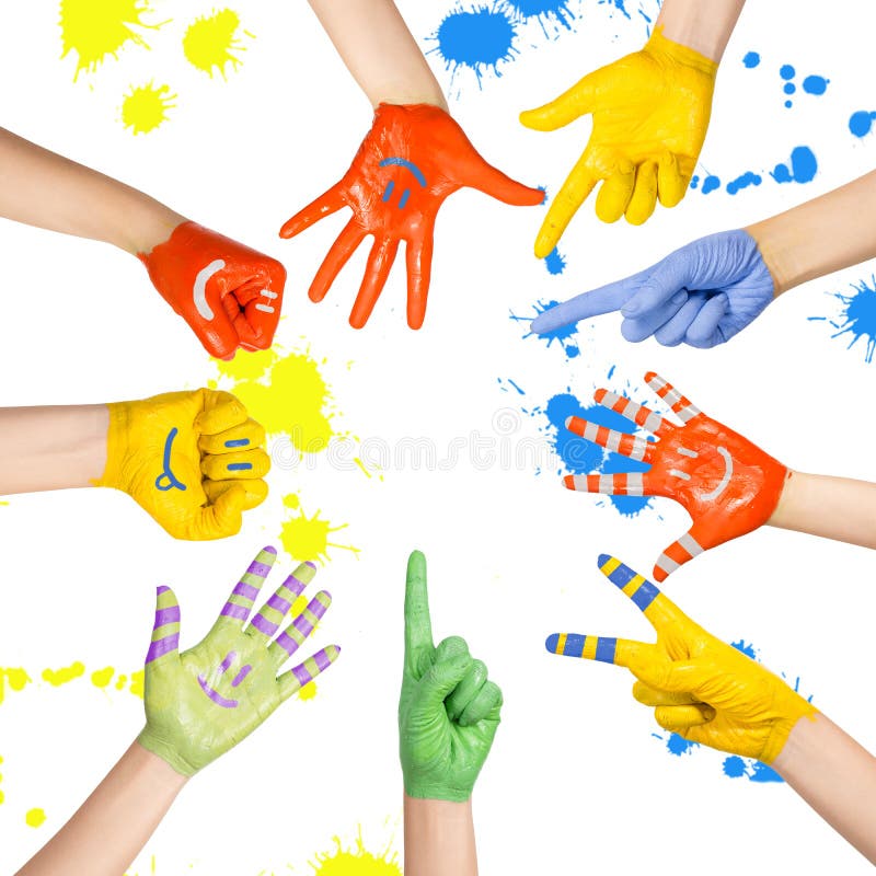 Painted children s hands stock photo. Image of elementary - 34167630