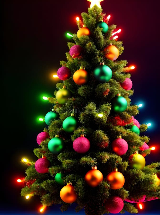 Painted Christmas Tree Background with Knolling Realism Stock ...