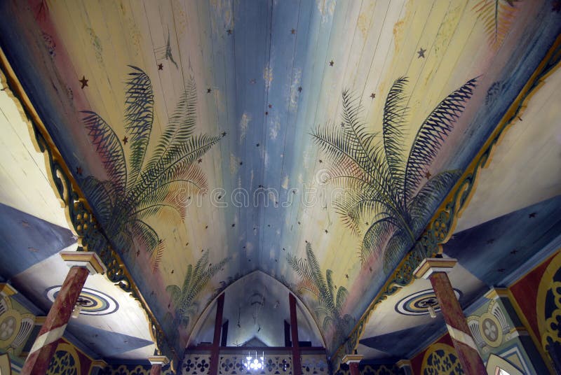 Painted Church Ceiling stock image. Image of palm, alter - 3576799