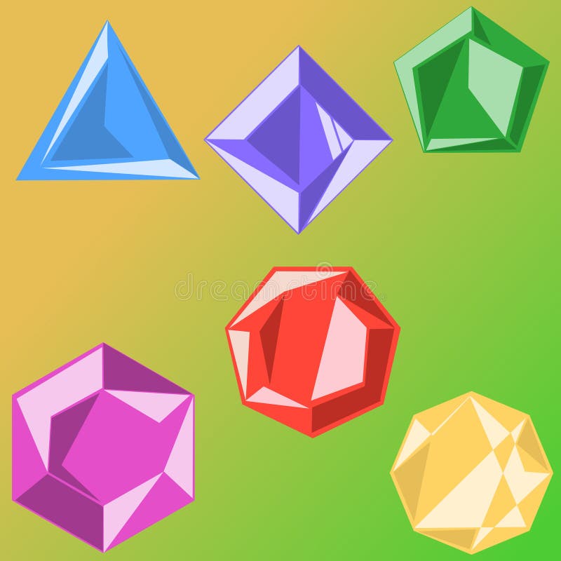 Painted Colored Gems with a Different Number of Angles. from a Triangle ...