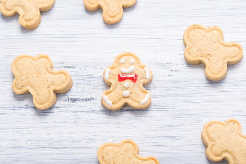 Painted Cookie Man with Red Butterfly, Christmas Theme Stock Image ...