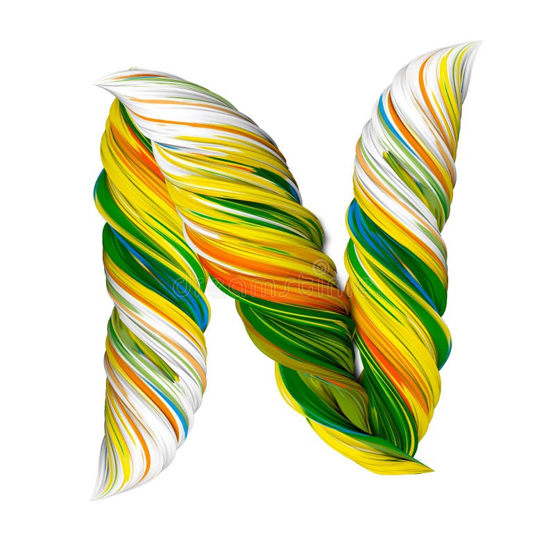 Painted 3d Letters, Acrylic Letter N. Green and Yellow Letter Stock ...