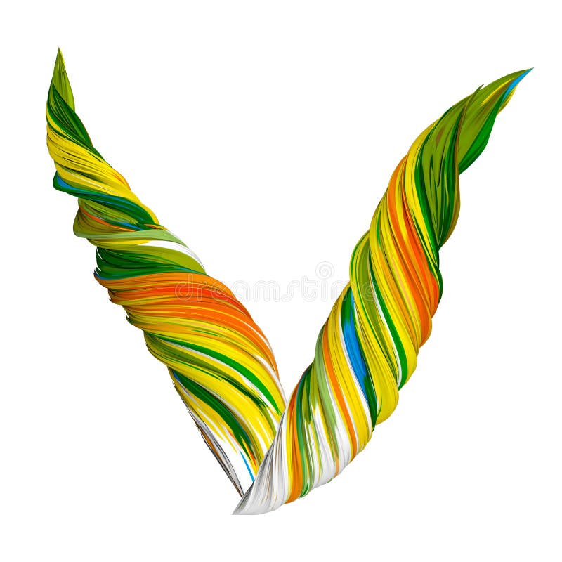 Painted 3d Letters, Acrylic Letter V. Green and Yellow Letter Stock ...