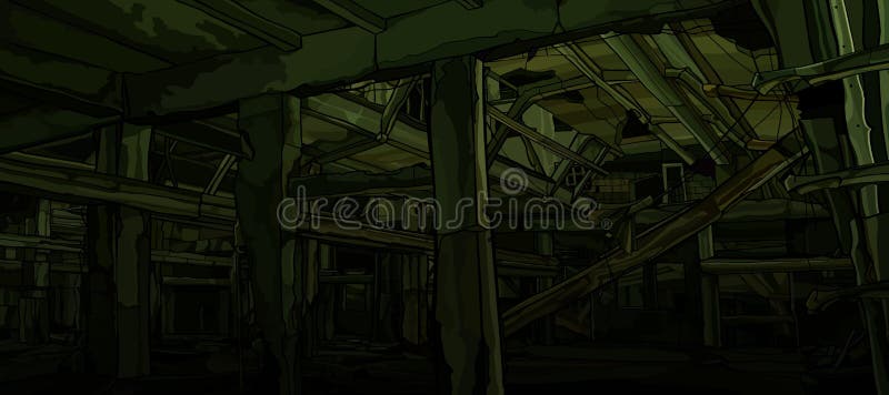 Dark Background of Ruins Inside an Abandoned Building Stock Vector ...