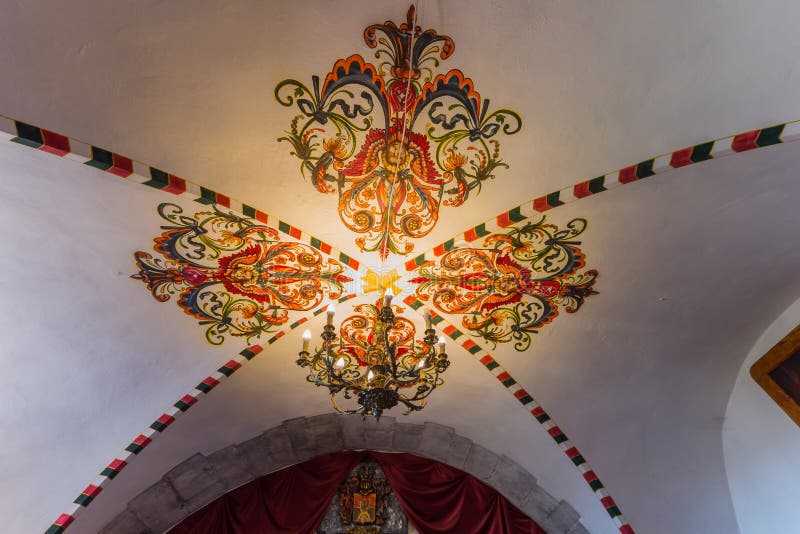 Painted with Decorative Patterns of the Ceiling of a Medieval Rich ...