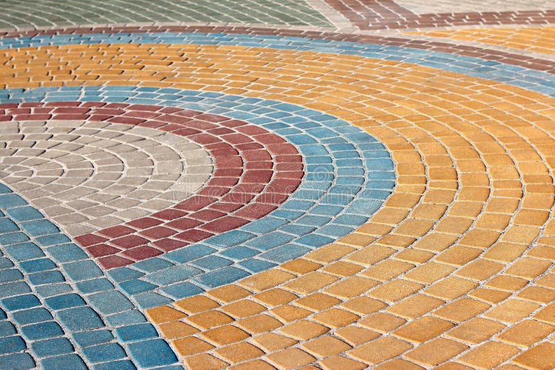 Painted in Different Colors is Figured Pavement of Stone Stock Image ...