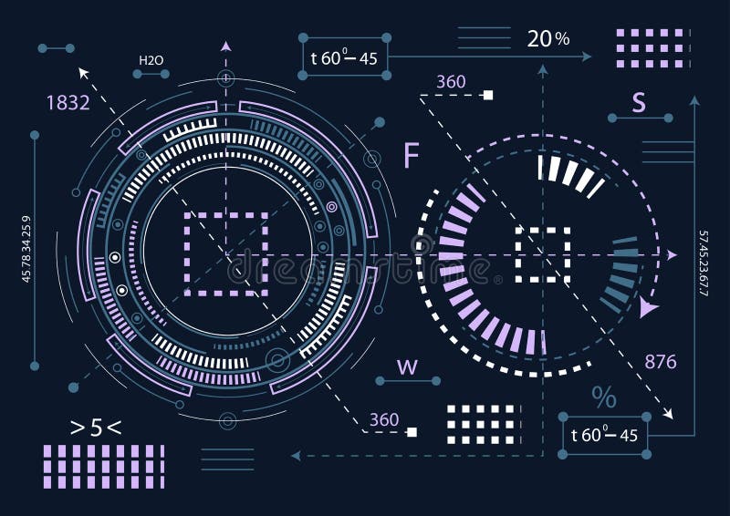 Future Technologies .Technical Drawing ,vector .Measuring Device ...