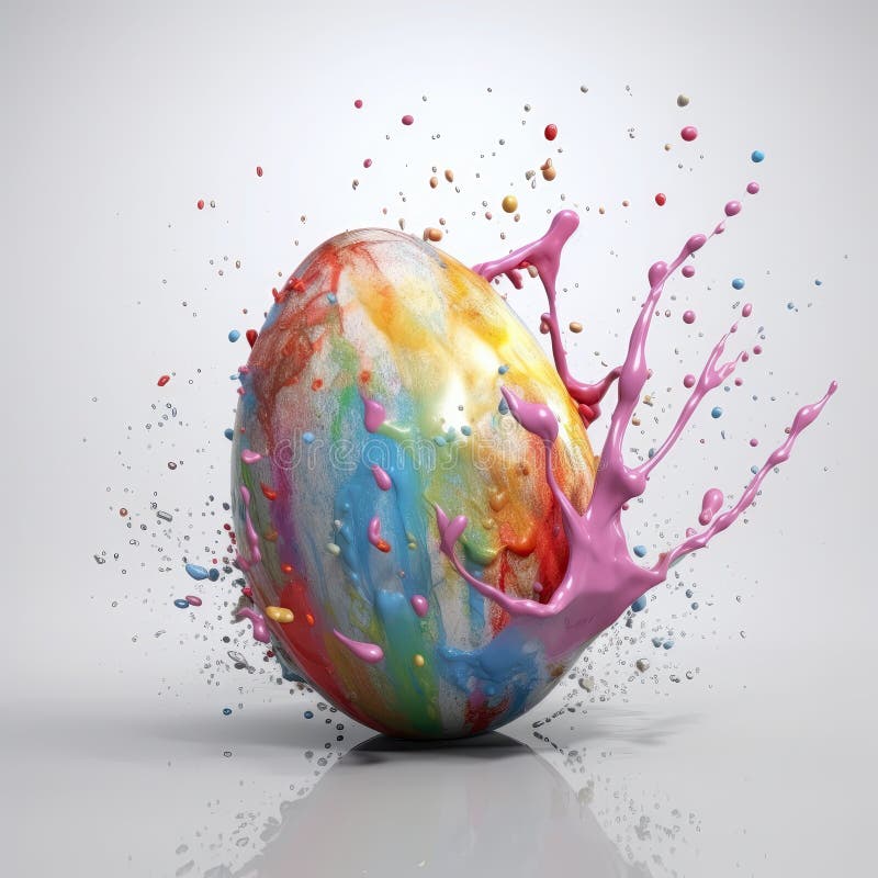 Painted Easter Egg with Colorful Paint Splash Isolated Stock ...