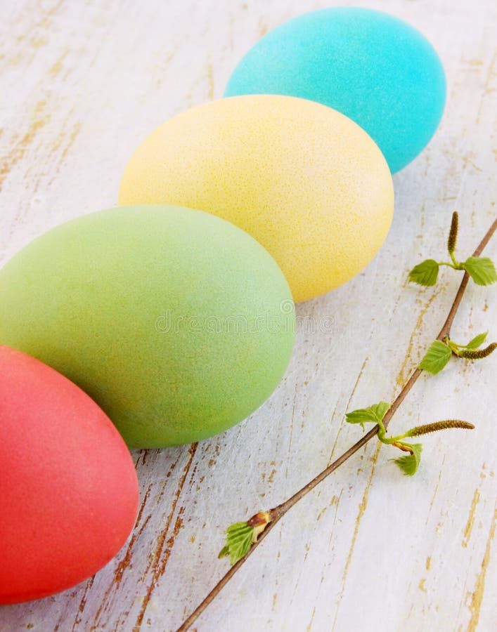 Easter Eggs with Birch Branch Stock Image - Image of decorations, multi ...