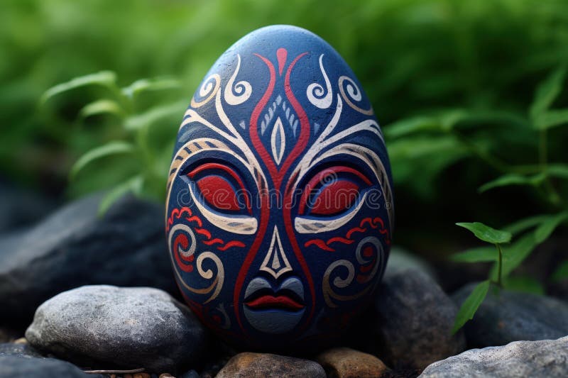 A Painted Egg with a Face on it Stock Illustration - Illustration of ...