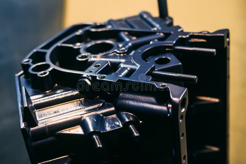 Painted Engine Block in Blue Color Stock Image - Image of accessibility ...