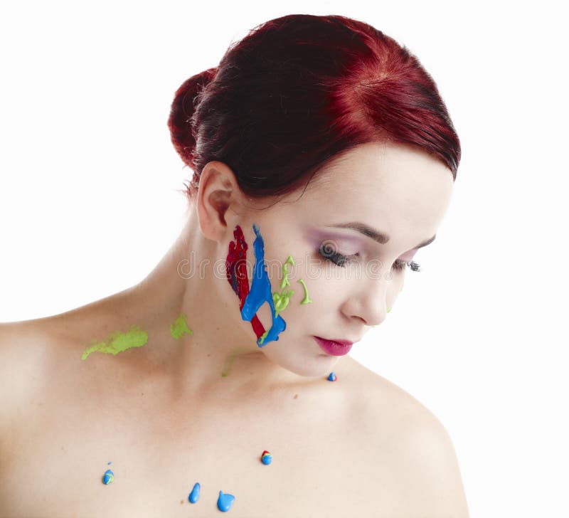 Painted face stock image. Image of mess, beautiful, glamour - 43229649