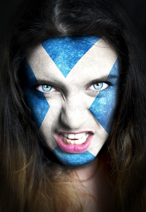 Painted Face with Flag of Scotland Stock Photo - Image of flag, nation ...