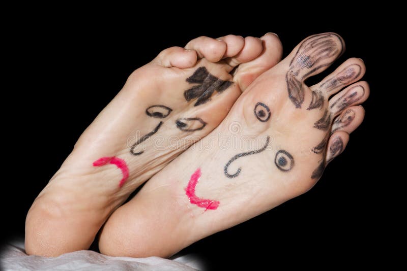 Painted Sad Face on the Woman S Feet Stock Image - Image of frame ...