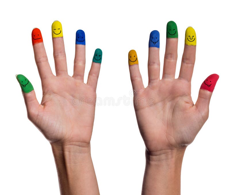 Painted Fingertips with Smileys Stock Photo - Image of creative ...