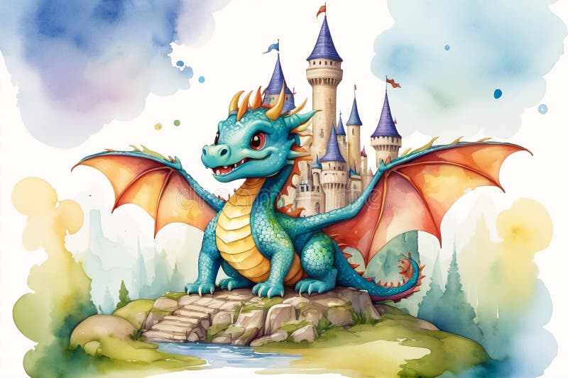 Painted Fire Breathing Dragon from Fairy Tale Stock Illustration ...