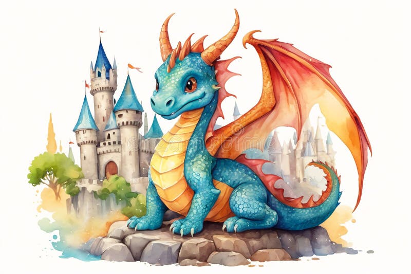 Painted Fire Breathing Dragon from Fairy Tale Stock Illustration ...