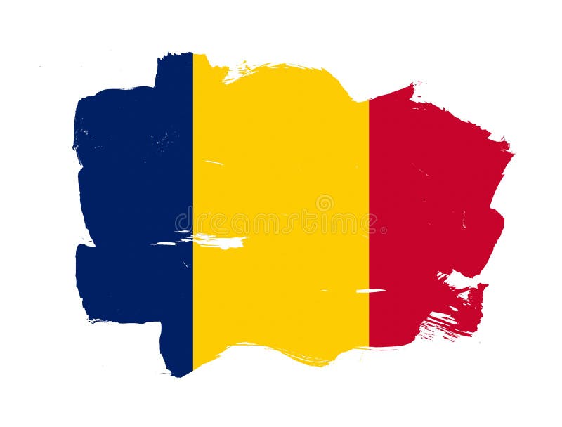 Painted Flag of Chad with Stroke Brush Effect on White Background Stock ...