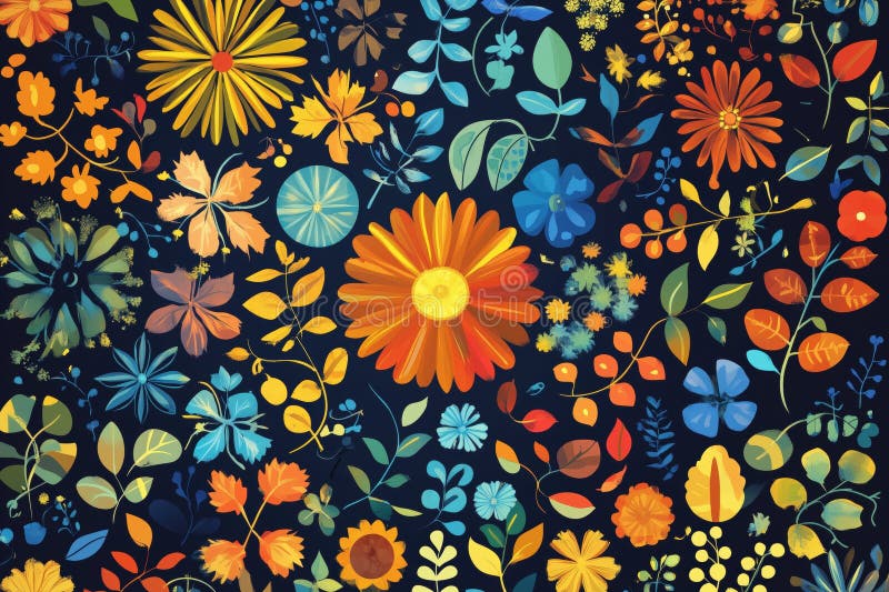 A painted floral pattern. stock image. Image of botanical - 368118549