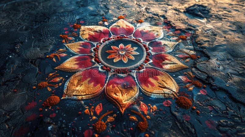 Painted flower on stone stock image. Image of natural - 378046705