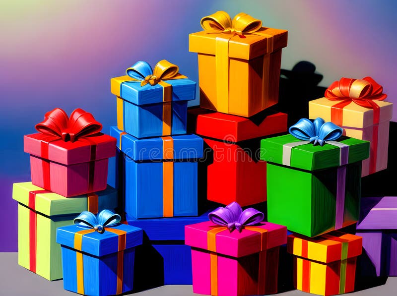 Painted Gifts 3D Shadows Neutral Color Palette. Stock Illustration ...