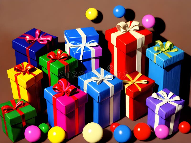 Painted Gifts 3D Shadows Neutral Color Palette. Stock Illustration ...