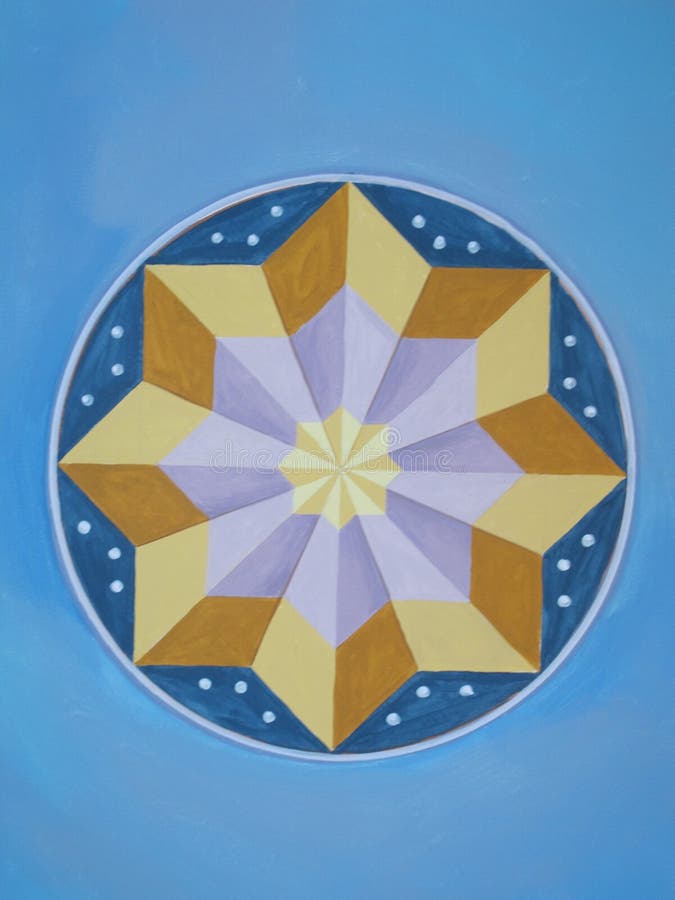 Painted Gold Star in Circle on Blue Church Ceiling Stock Photo - Image ...