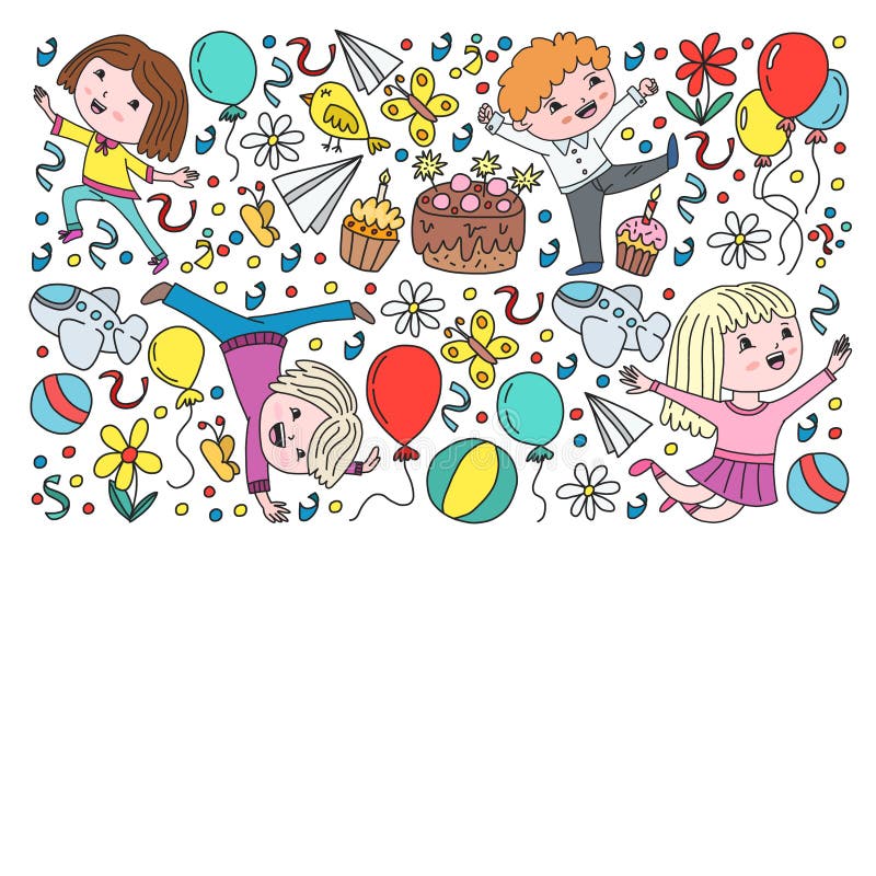 Painted by Hand Style Pattern on the Theme of Childhood. Vector ...