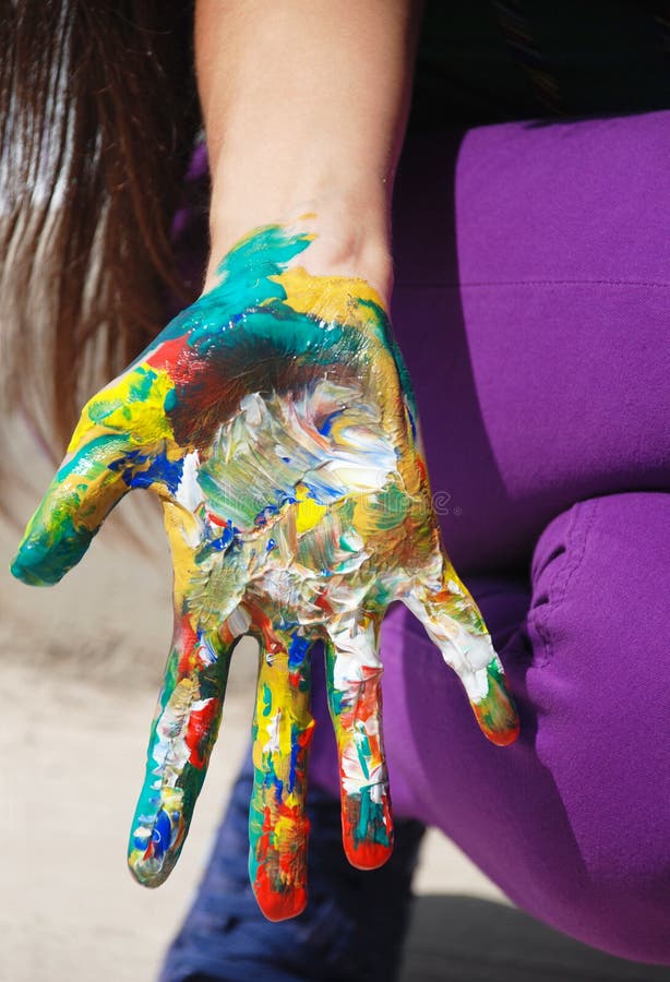 Painted hands stock image. Image of paint, paintbrush - 26413457