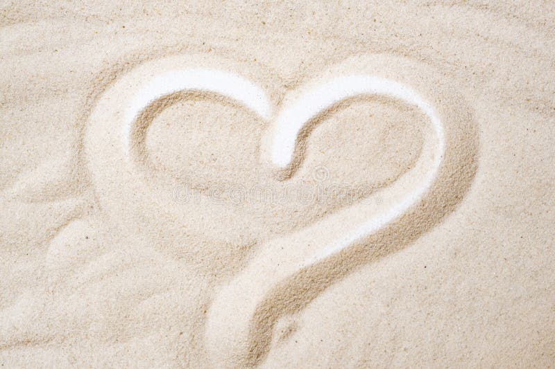 Painted Heart on the Sand Top View. Stock Image - Image of empty ...