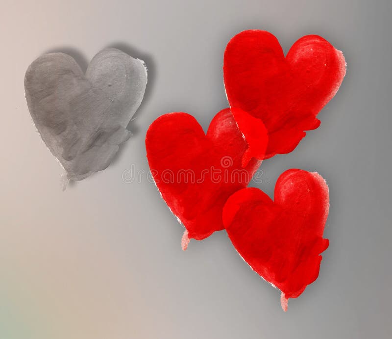 Painted Heart Shape on Paper Cutting on Grey Background Stock Photo ...