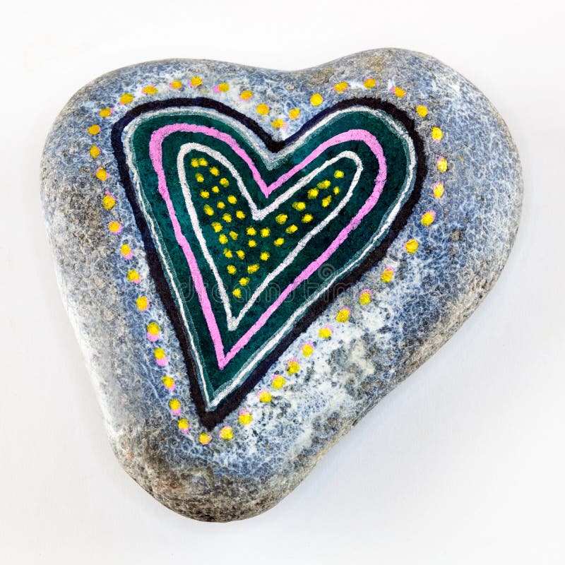 Painted Heart Shaped Rock stock photo. Image of background - 205048044