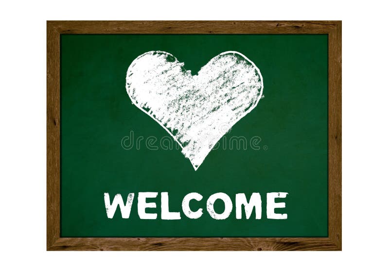 Painted Heart and Welcome on Chalkboard Stock Illustration ...