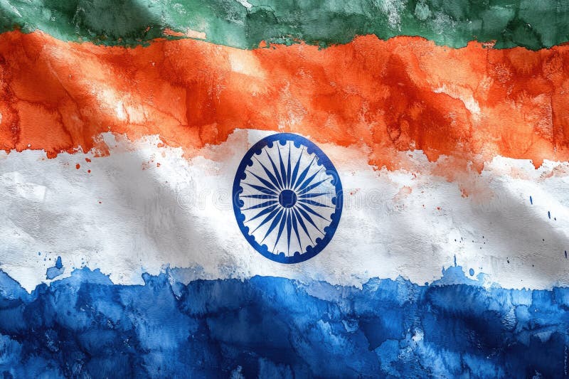 Painted Indian Flag Mural on a Wall Stock Photo - Image of green ...