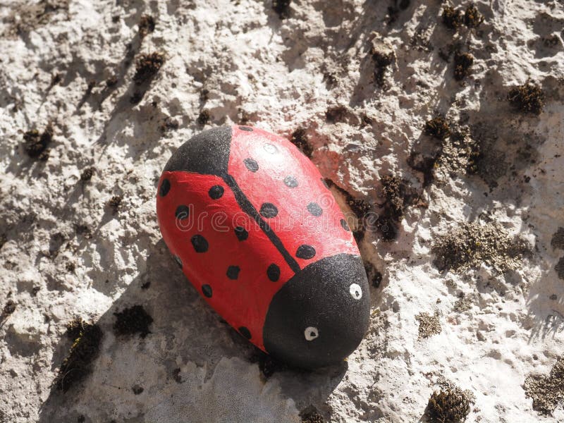 A Painted Ladybug is on Top of Some Sand Stock Image - Image of ...