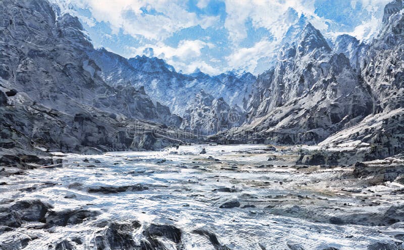 Painted Landscape for Background Concept Art Illustration Stock Photo ...