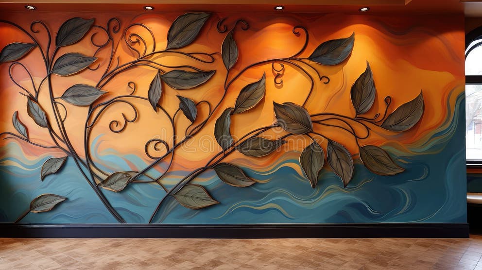 Painted leaf scrollwork stock illustration. Illustration of ...